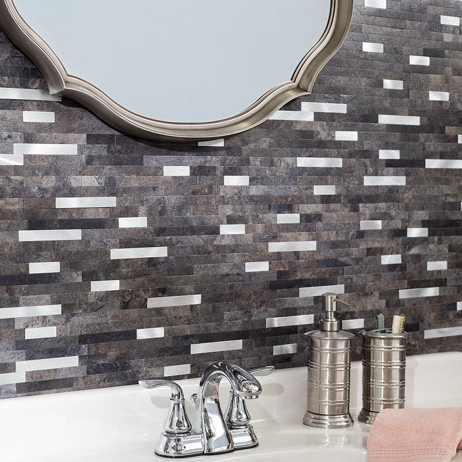 Aspect Peel And Stick Metal Backsplash Tiles Stainless Steel Subway